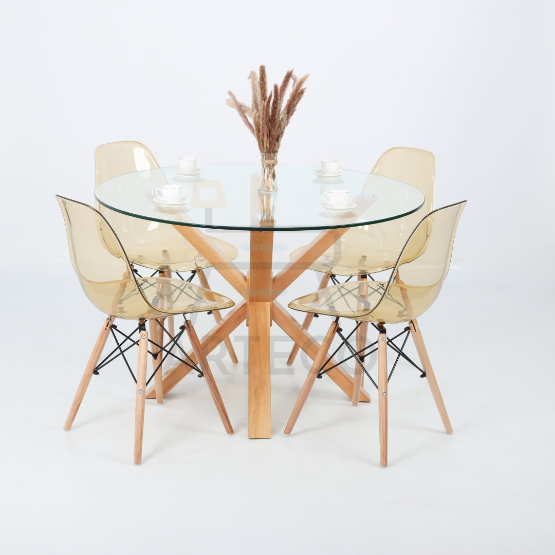 Vitrio – Table en Verre Et 4 Chaises Transparantes – ARTECO MAROC
